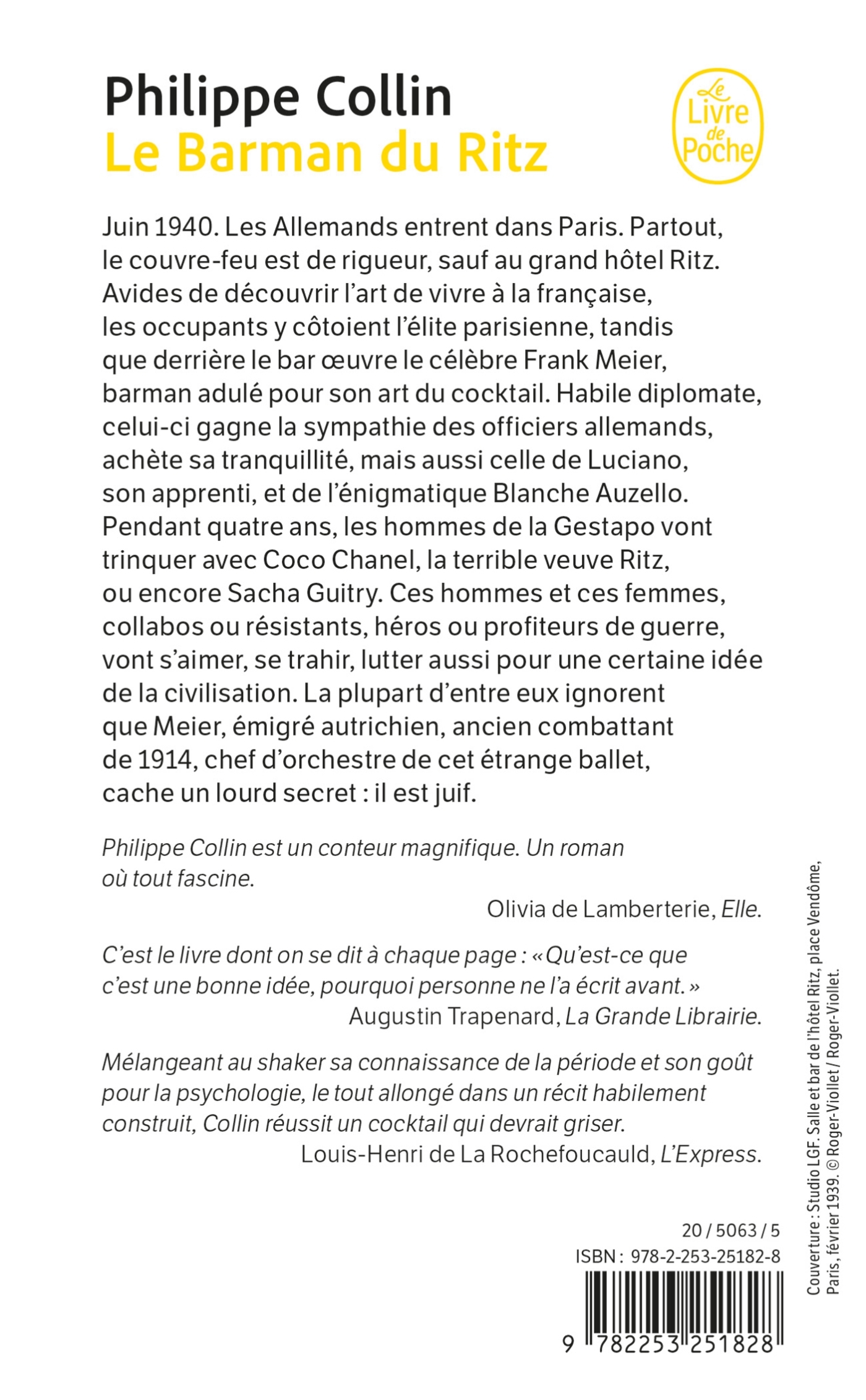 Le Barman du Ritz - ROMAN GF - LITTERATURE - La Griffe Noire